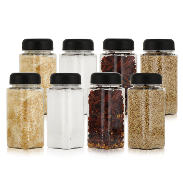 POOM | 바른락 사각(블랙) 패트 양념통 400ml 8P