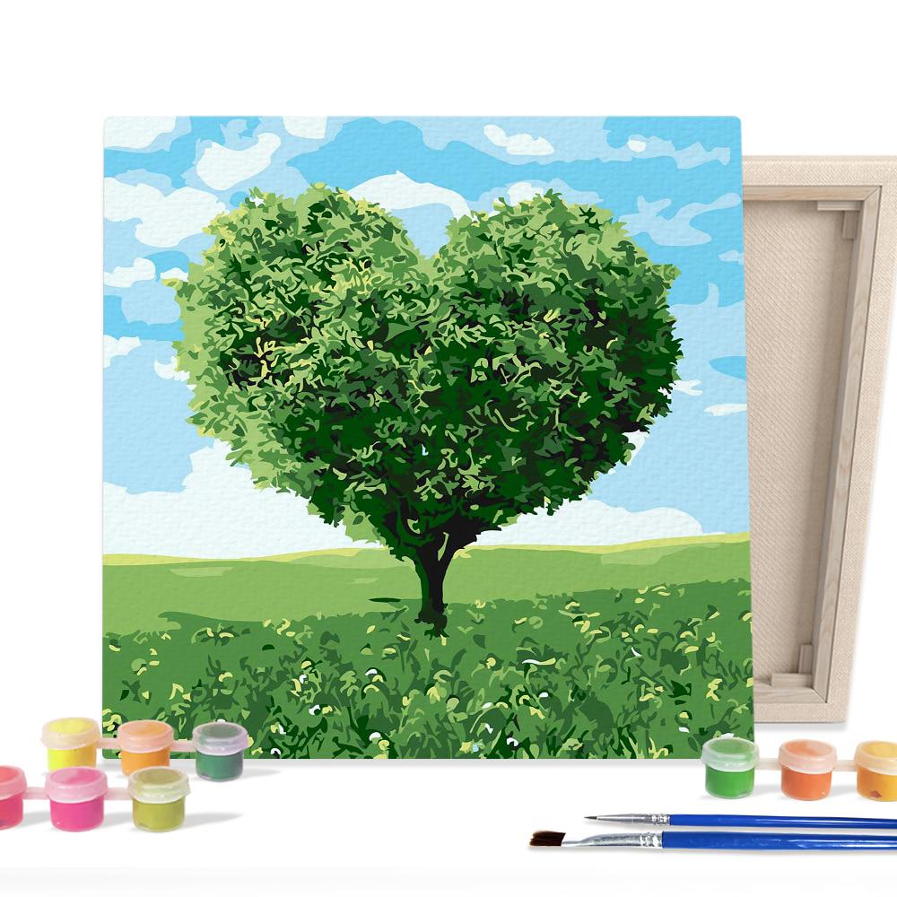 POOM | DIY 페인팅 그림 그리기 색칠하기 캔버스 그린 하트트리 25X25
