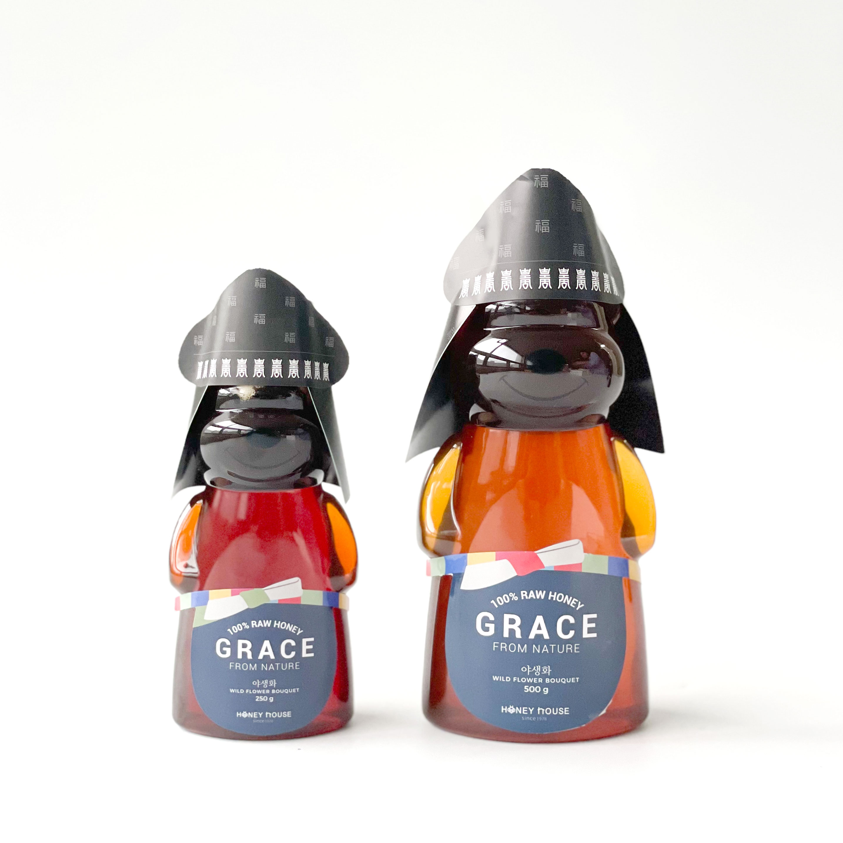 POOM | 한복 꿀곰이 보자기 선물세트 아카시아500g+야생화500g