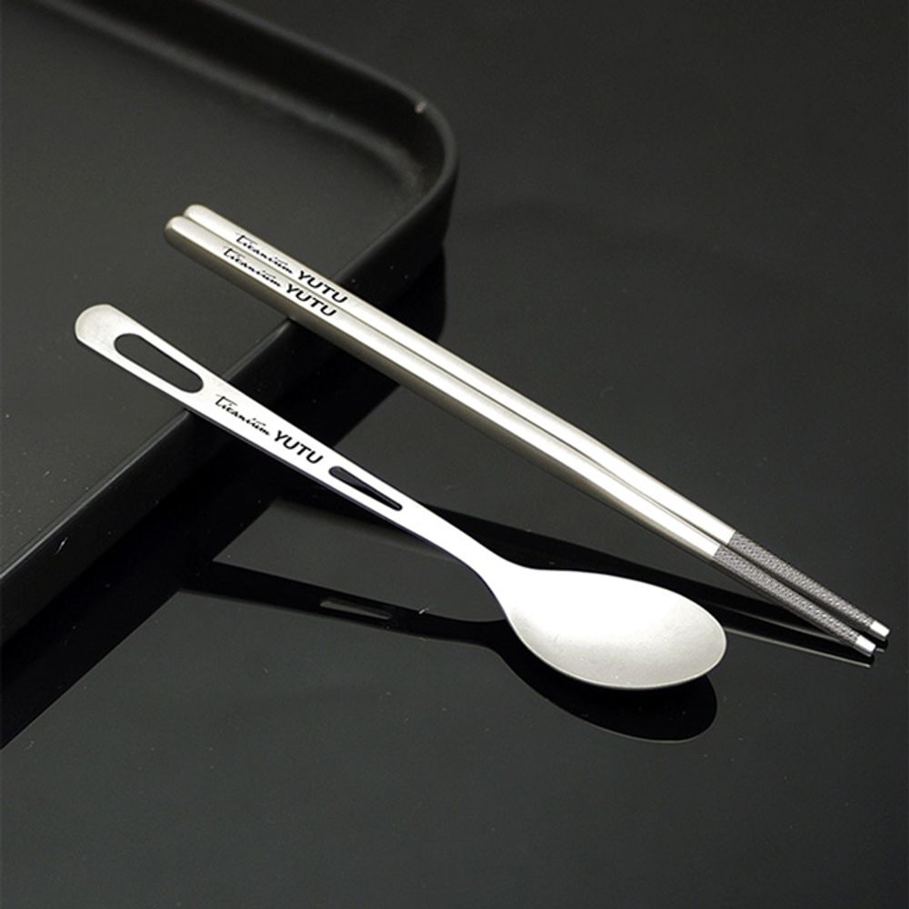 POOM | 캠핑 무광 티타늄 수저세트 1P 등산 사무실 (WBDA2D9)