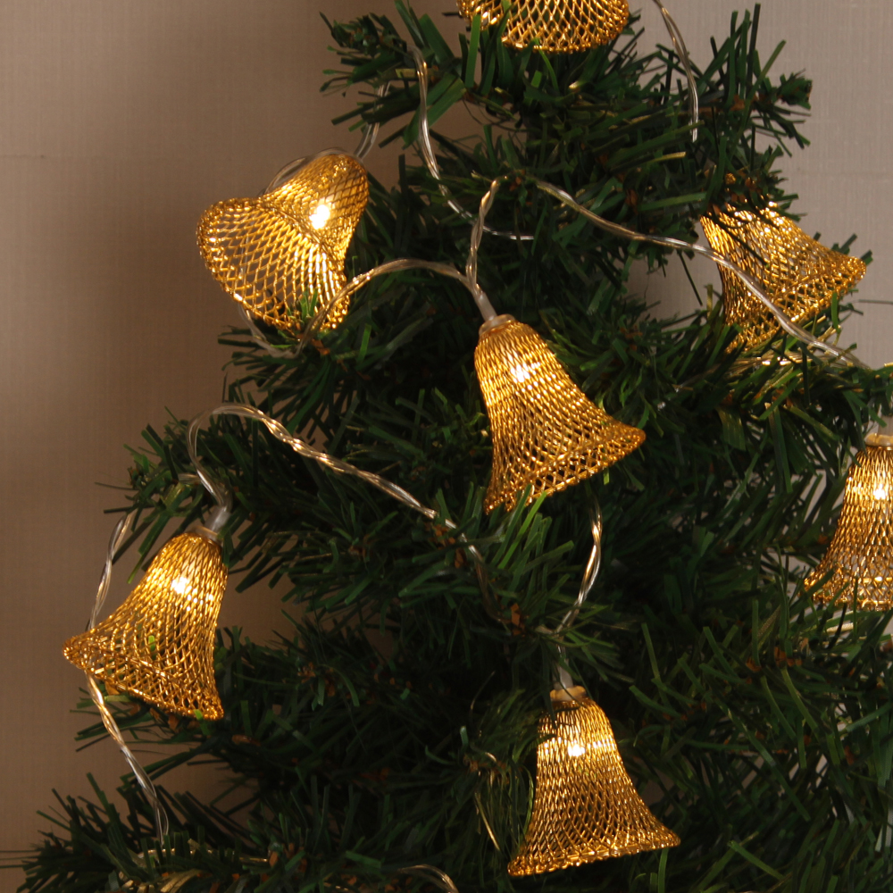 POOM | 10구 USB LED 종 가랜드 전구(웜색)