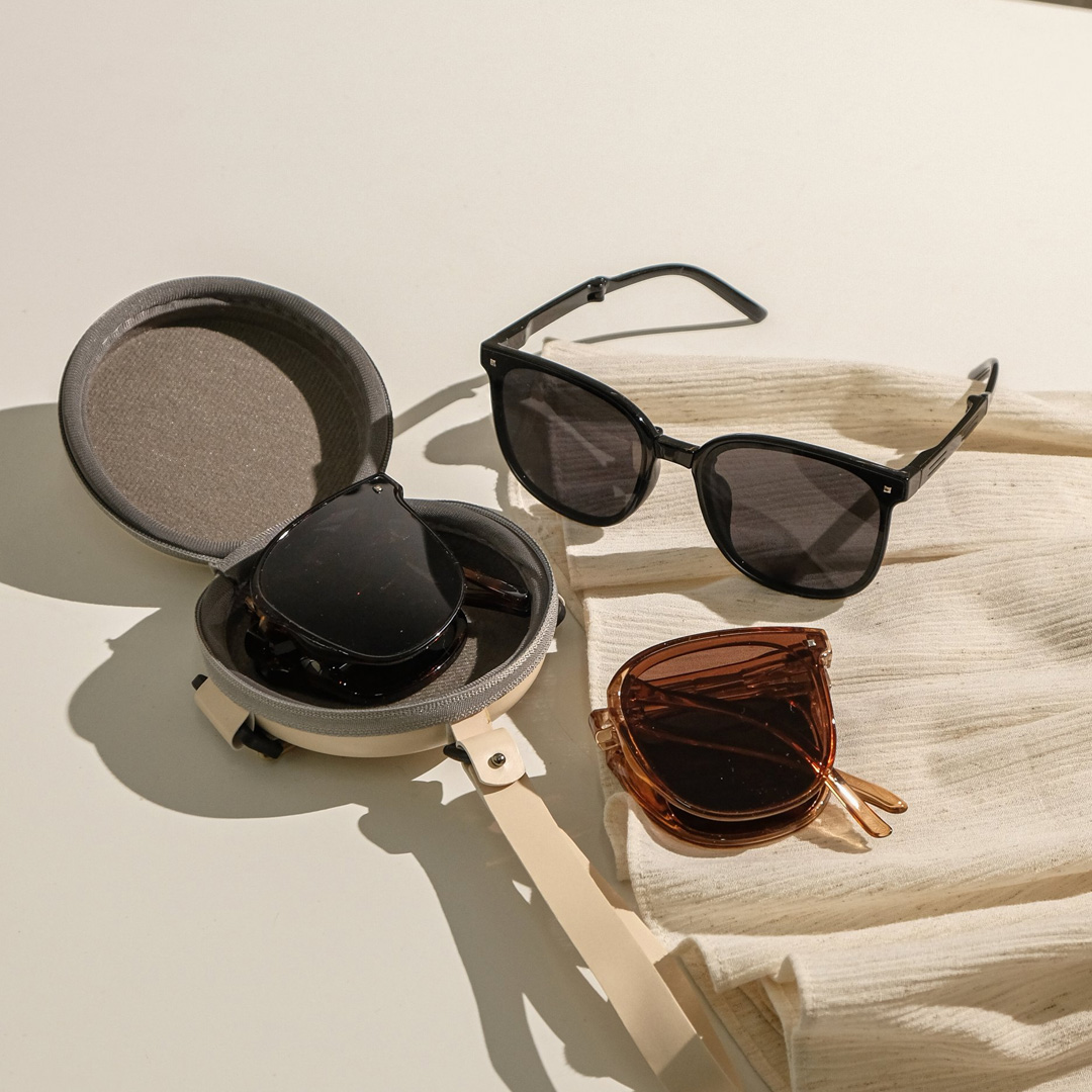 POOM | [파우치 증정]접이식 폴딩 빅 스퀘어 선글라스 UV400 3c