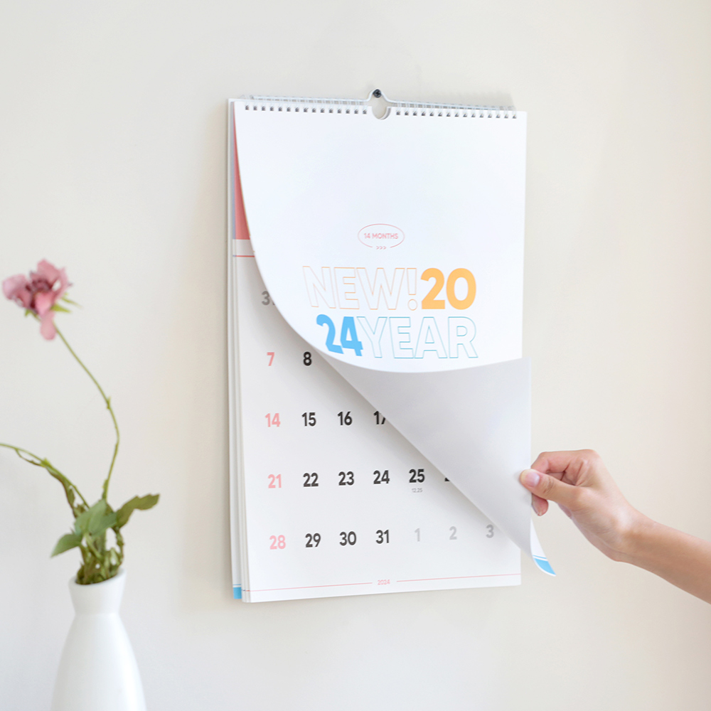 POOM | 2024년 모모팝 심플 벽걸이 달력 2024 월 캘린더 A3