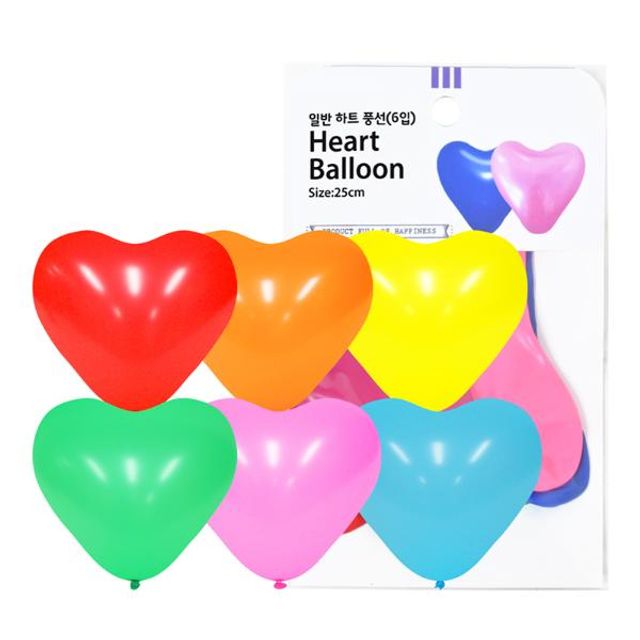 POOM | 25cm 일반하트풍선 6입 [WB73F3C]