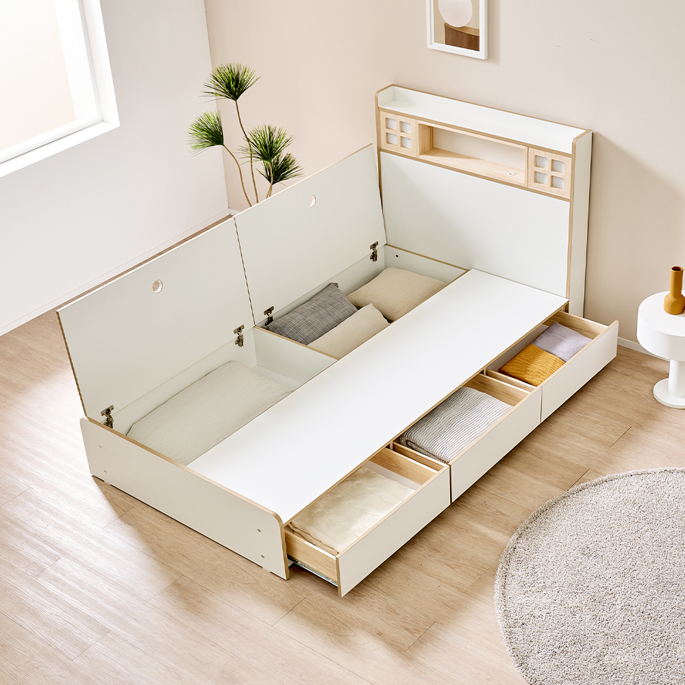 POOM | 그로우 LED 수납 침대 SS