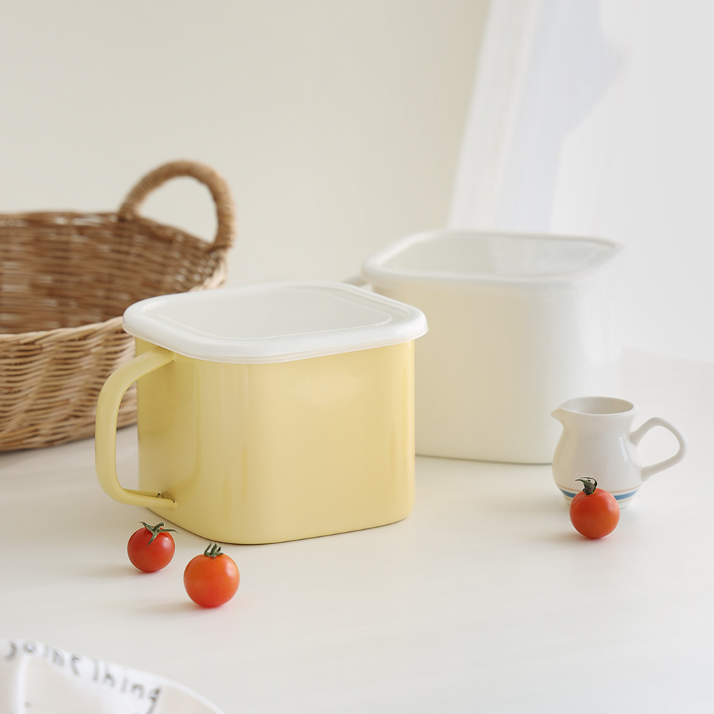 POOM | 대용량 직화 인덕션 법랑 핸들 저장용기 2.2L