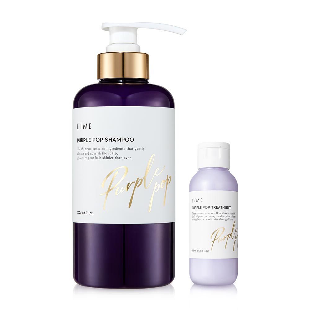 POOM | 라임 퍼플팝 샴푸 500ml + 트리트먼트 100ml