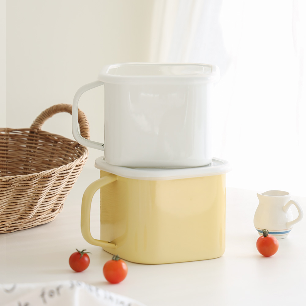 POOM | 대용량 직화 인덕션 법랑 핸들 저장용기 2.2L