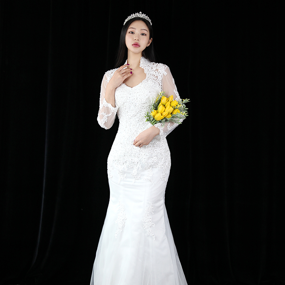 POOM | 하프넥 비즈 머메이드 셀프웨딩드레스(44-77)스몰웨딩