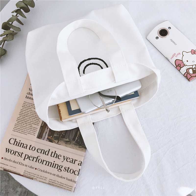 POOM | 스마일 미니 캔버스 에코백 토트백 가방 DD-11888