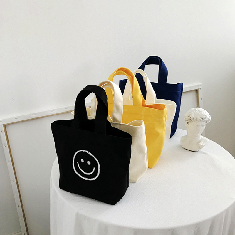 POOM | 스마일 미니 캔버스 에코백 토트백 가방 DD-11888