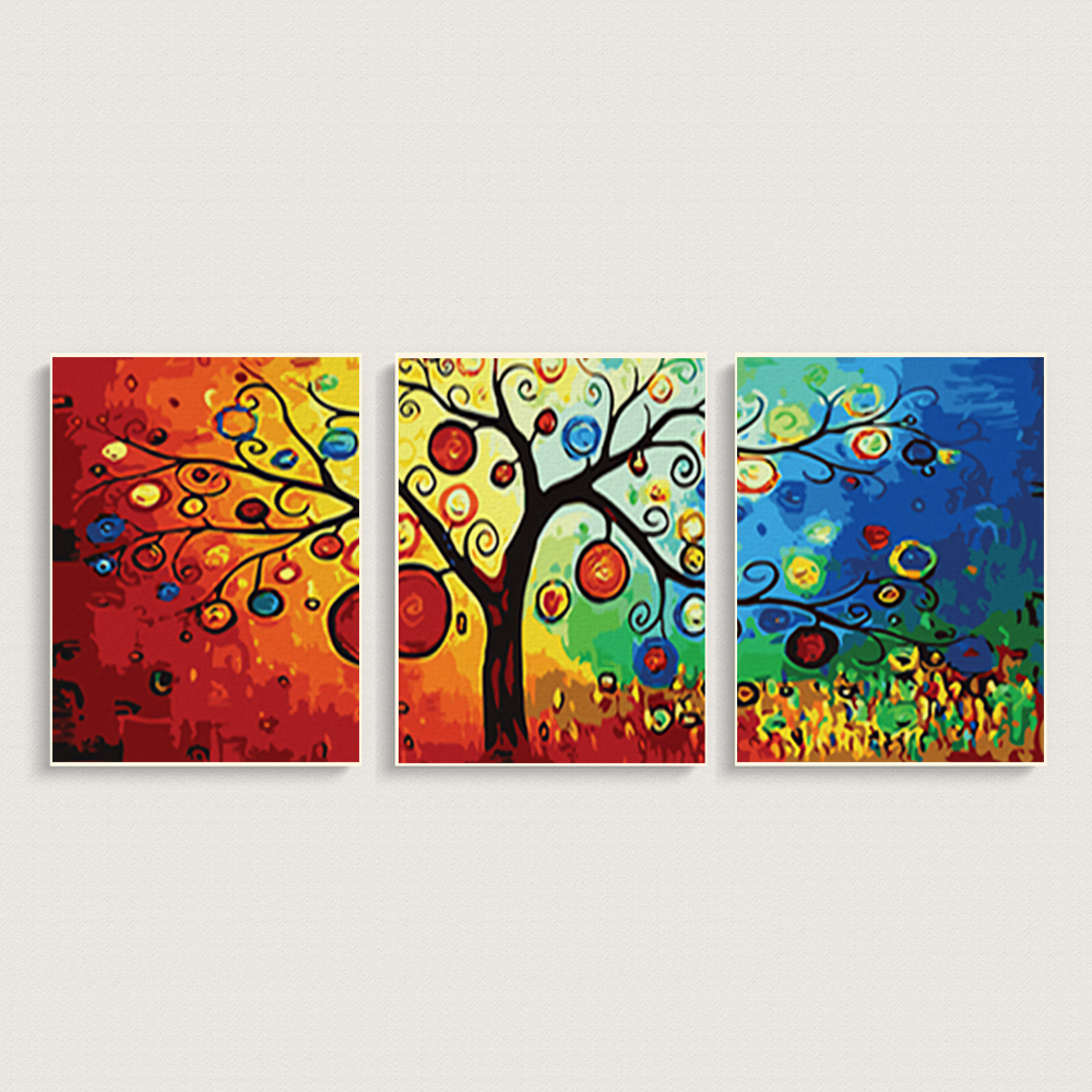 POOM | DIY캔버스형 3단세트 그림그리기 40x50cm 행운의나무