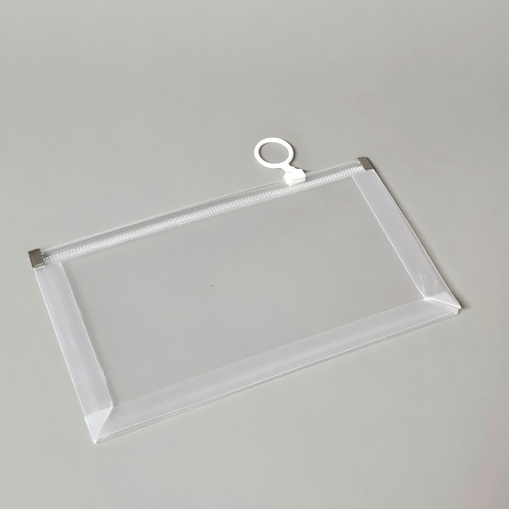 POOM | 스탠드 클리어 지퍼 파일 투명 포켓 파우치 B6