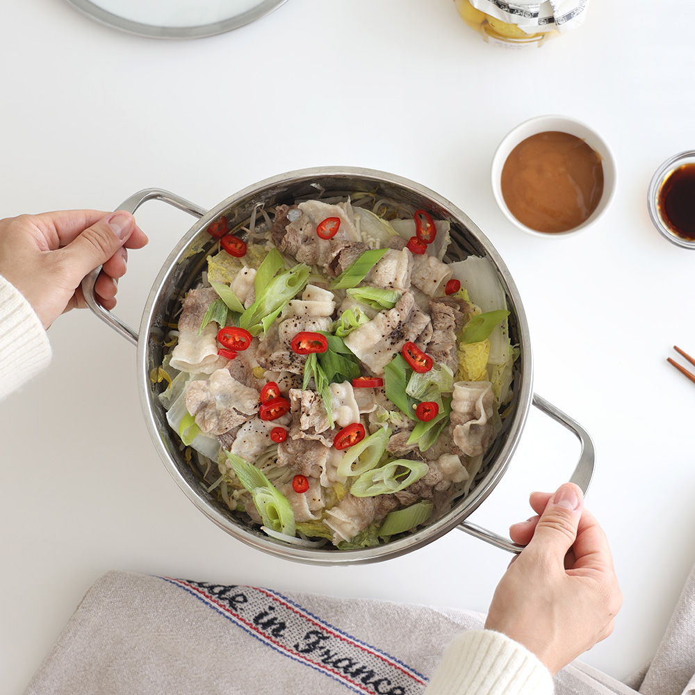 POOM | 2in1 다용도 스텐 찜기 양수 냄비 세트 (인덕션 가능)