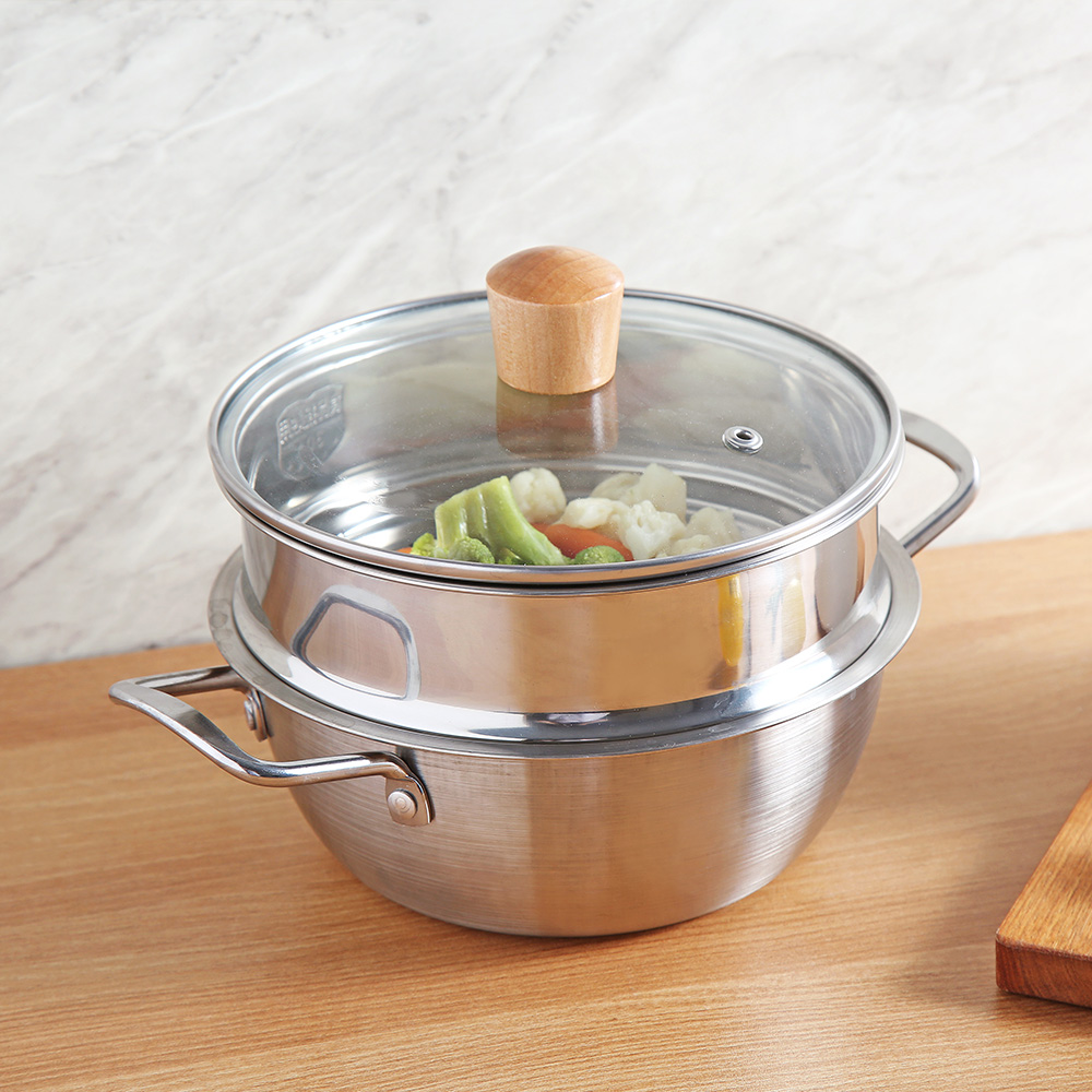 POOM | 쿡코 스텐 찜기 라면냄비 세트(18cm)