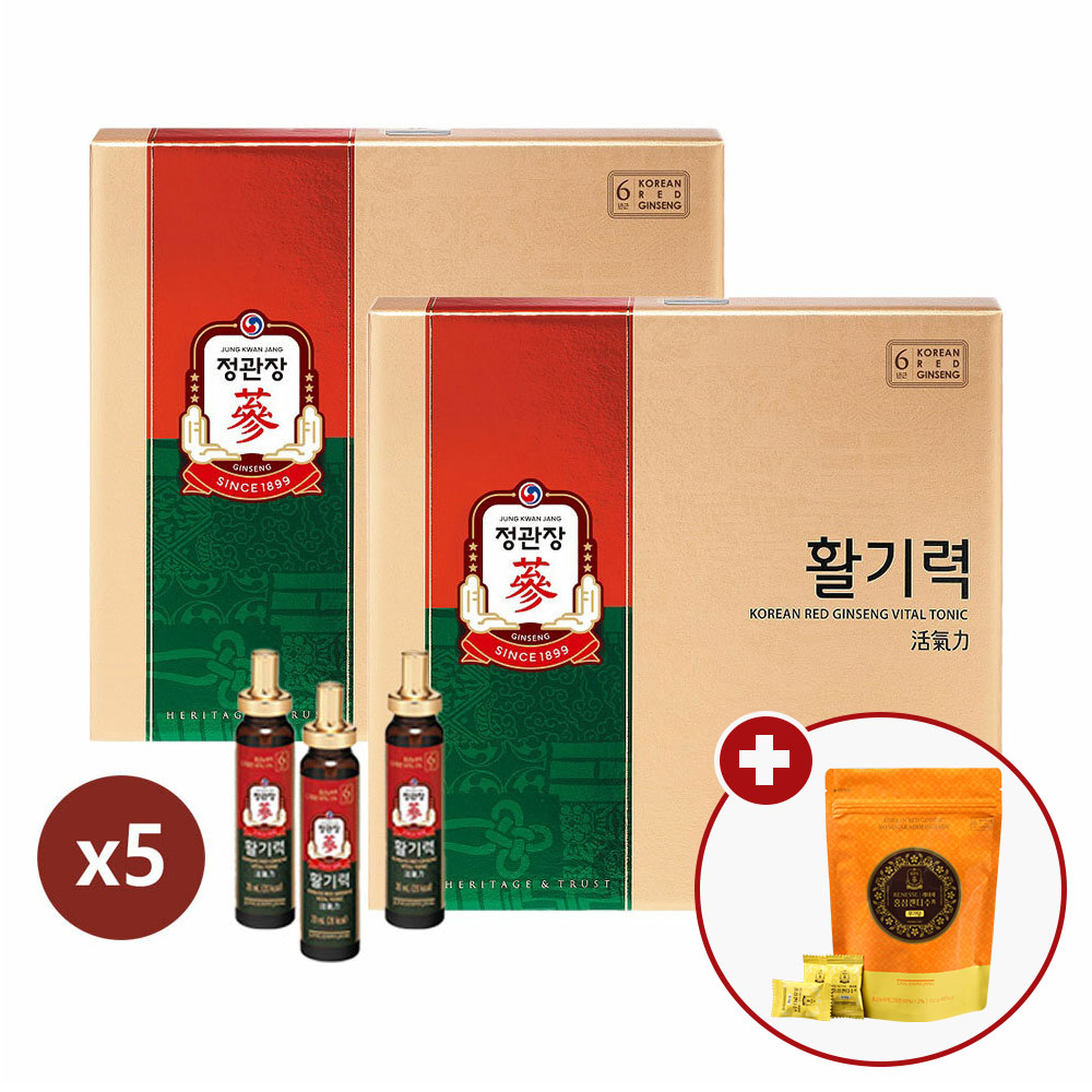 POOM | [홍삼캔디 증정] 정관장 활기력 20ml x 16병 5박스