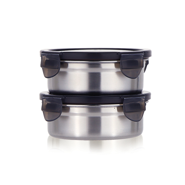 POOM | 바른락 원형 스텐 밀폐용기 1호 320ml X 2개