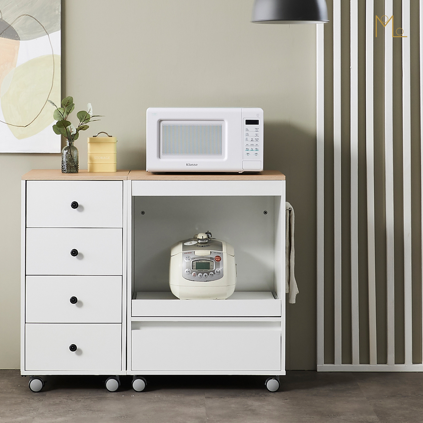 POOM | 퍼니 600 바퀴형 수납 렌지대 렌지다이 이동식