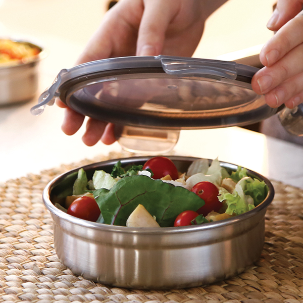 POOM | 바른락 원형 스텐 밀폐용기 1호 320ml X 4개