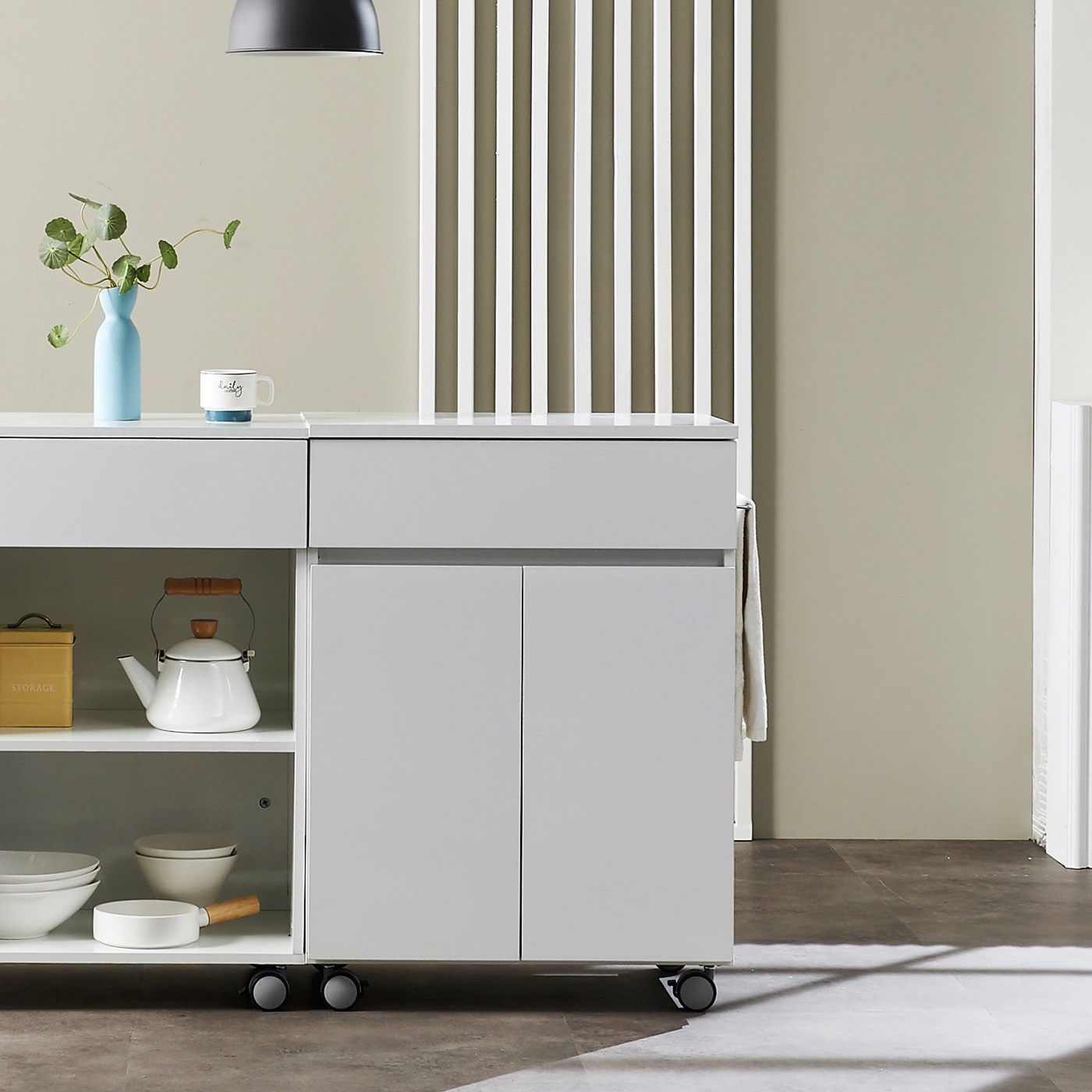 POOM | 퍼니 600 바퀴형 도어 서랍수납장 양문 이동식