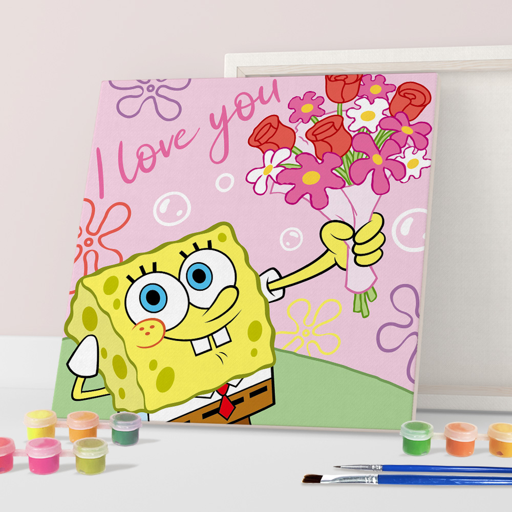 POOM | DIY캔버스형 스폰지밥 그림그리기 25x25cm I LOVE YOU
