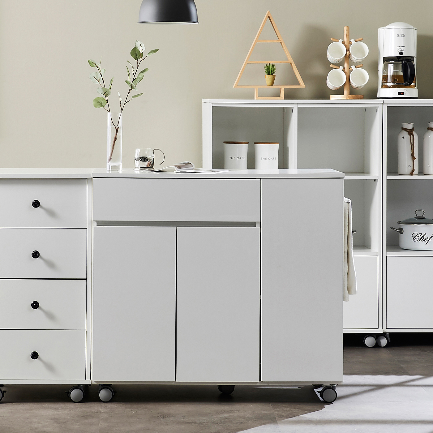 POOM | 퍼니 900 바퀴형 도어 서랍수납장 멀티 이동식