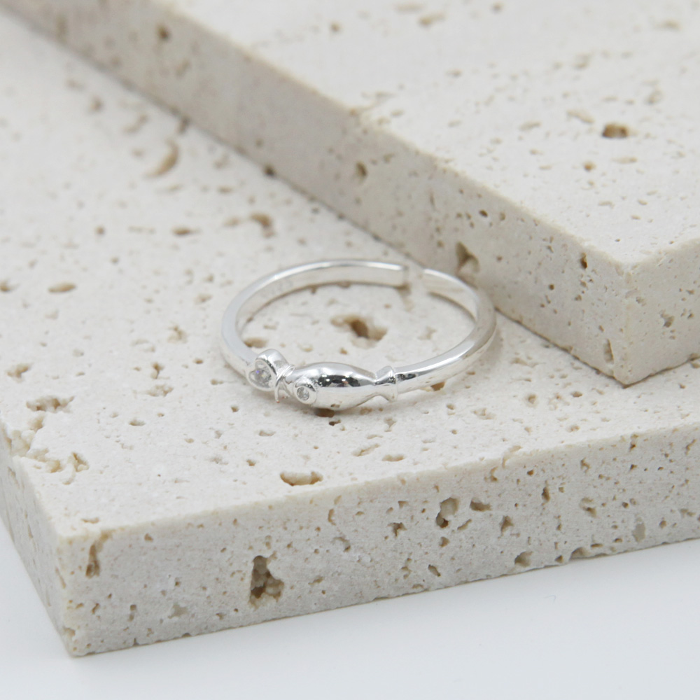 POOM | 스터츠 925실버 하트 행운 물고기 우정 애끼 반지