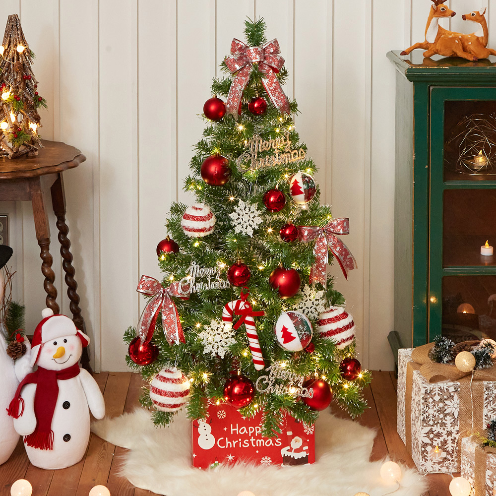 POOM | 120cm 해피 롤리팝 스카치 눈꽃 트리풀세트(전구포함)