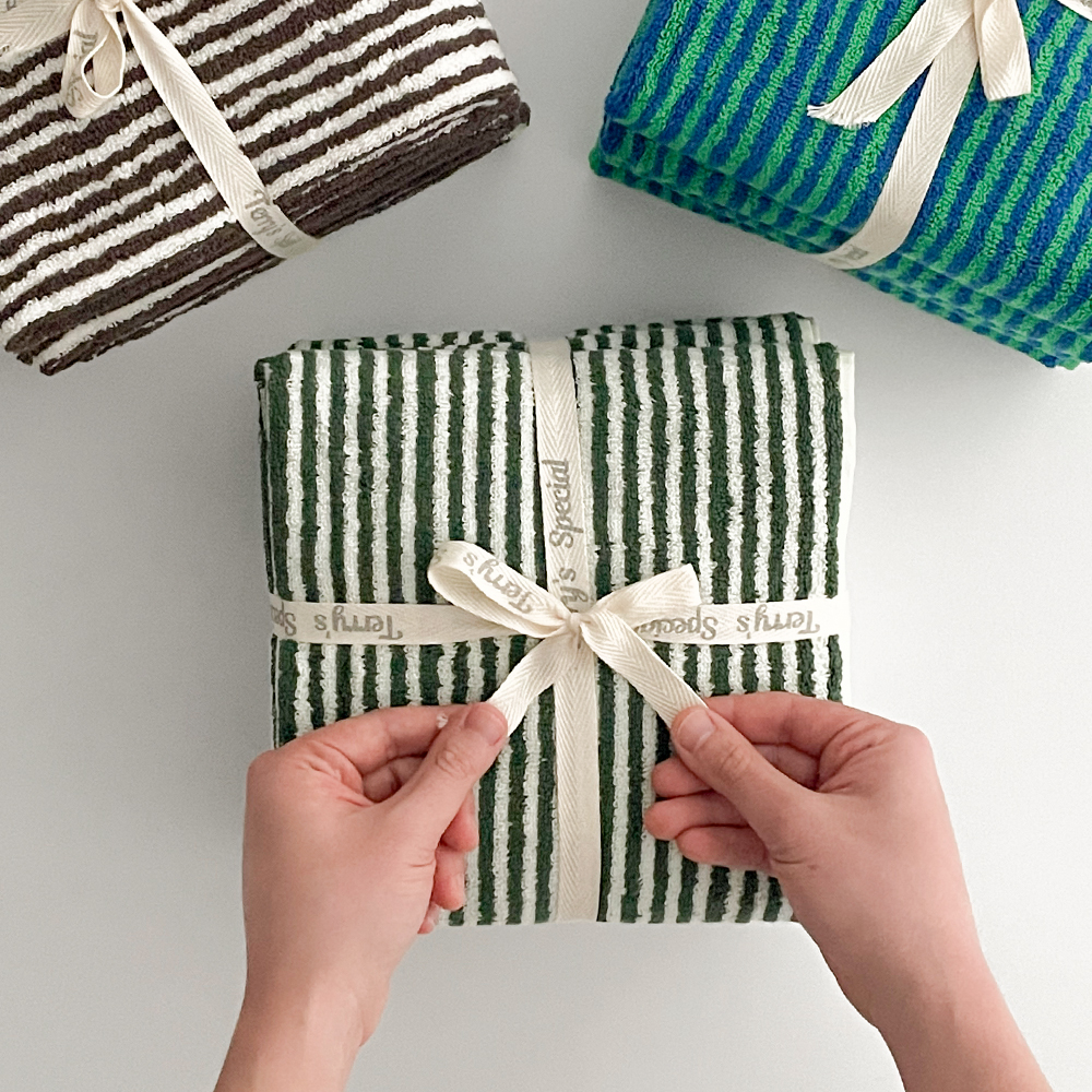 POOM | [테리스페셜] 200g 런던 스트라이프 사염 호텔수건 5장