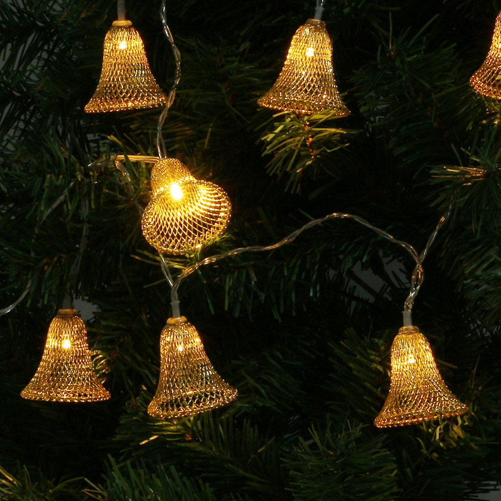 POOM | 10구 USB LED 종 가랜드 전구(웜색)