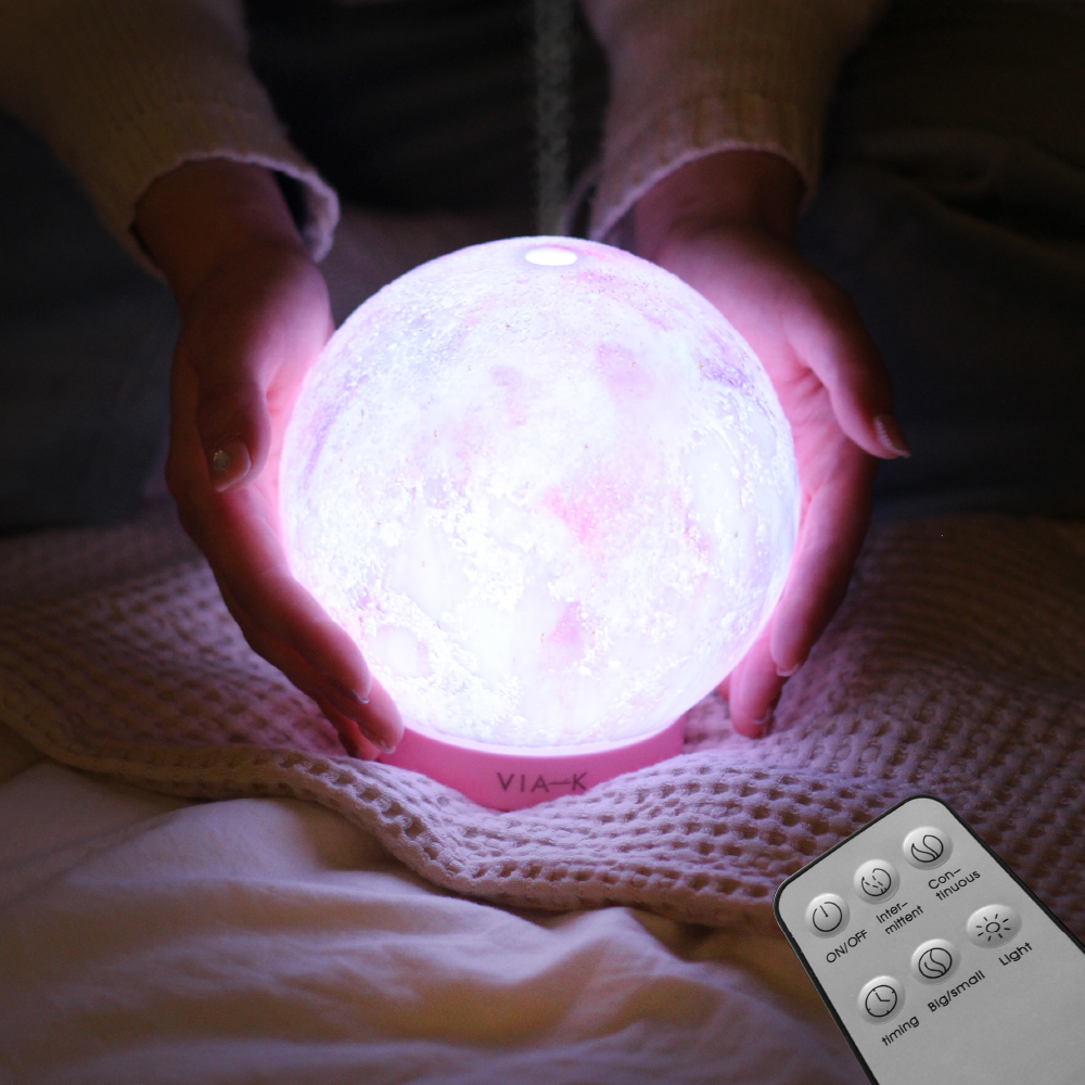 POOM | 핑크문 LED 무드등(리모컨+미스트+타이머+건전지증정)