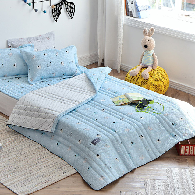 POOM | 해피퍼피 시어서커 누빔 베개세트 SS이불1+베개커버1