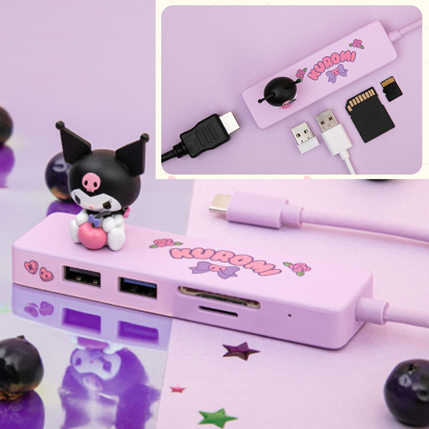 POOM | 산리오 USB허브 멀티허브 5in1 C타입 4K HDMI SD카드