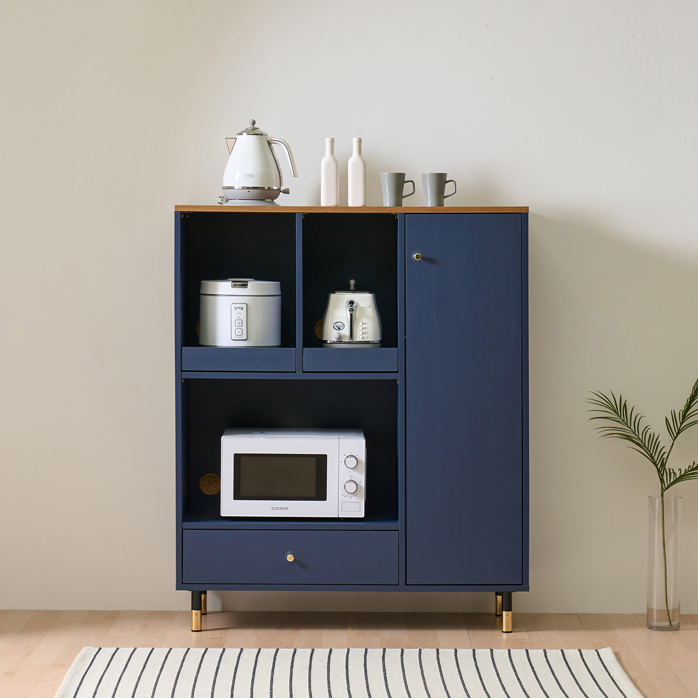 POOM | 보니타 1000 멀티 렌지대 도어 전자렌지 수납장 밥솥