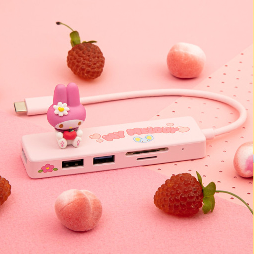 POOM | 산리오 USB허브 멀티허브 5in1 C타입 4K HDMI SD카드