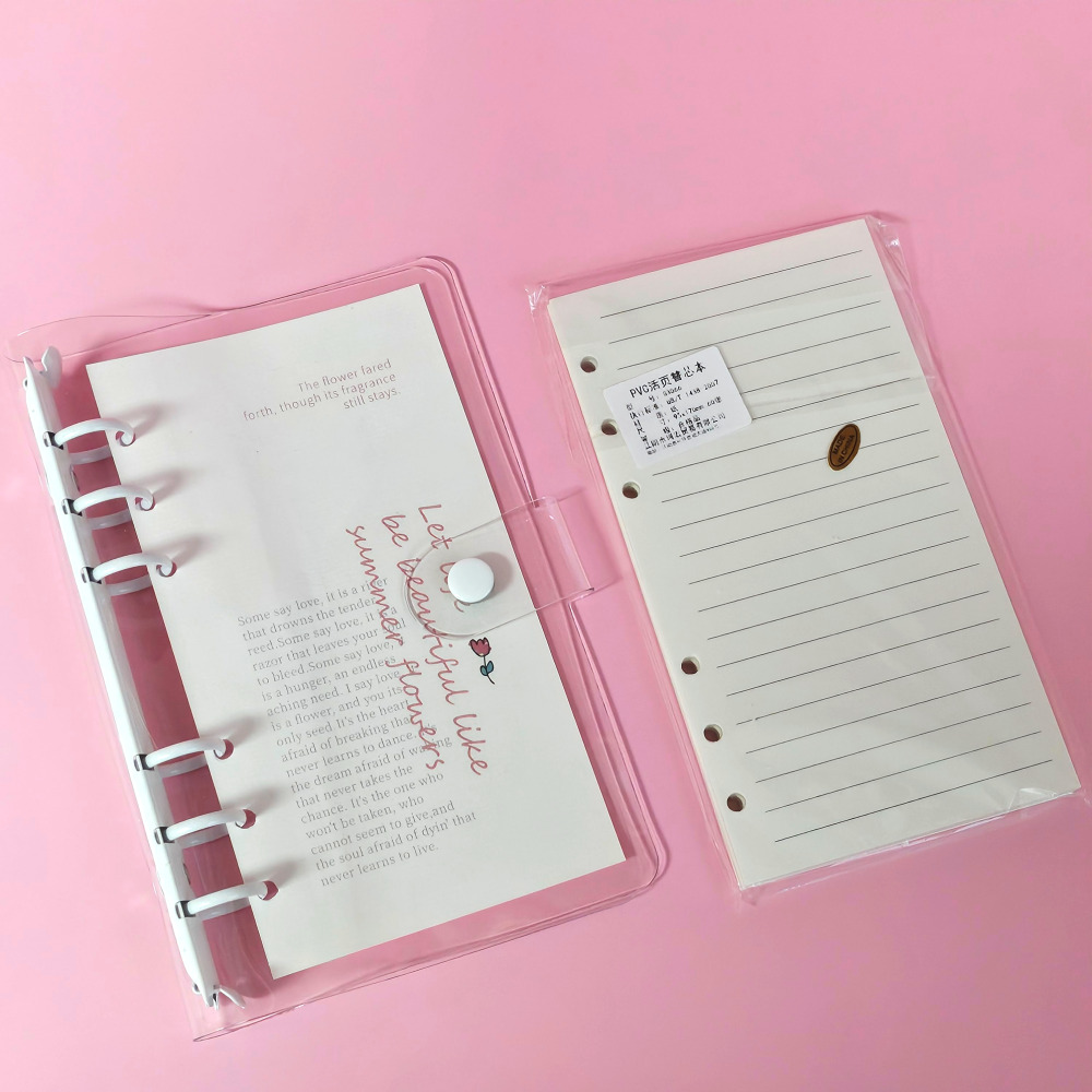 POOM | PVC 투명 6공 A6 다이어리 바인더 만년 내지포함