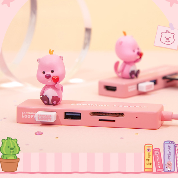 POOM | 잔망루피 USB허브 멀티허브 5in1 C타입 4K HDMI SD카드