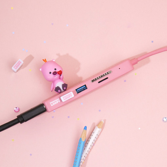 POOM | 잔망루피 USB허브 멀티허브 5in1 C타입 4K HDMI SD카드