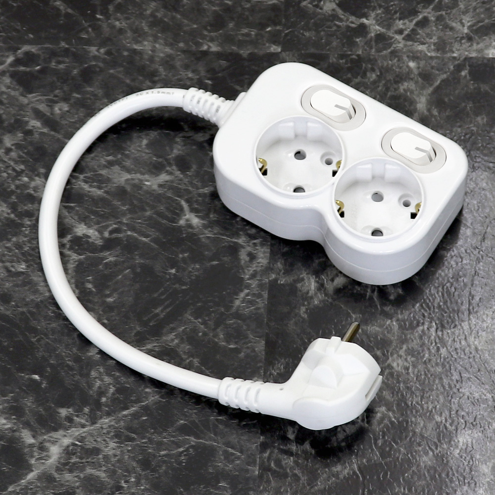 POOM | 짧은선 멀티탭 개별 절전 2구 30cm,50cm