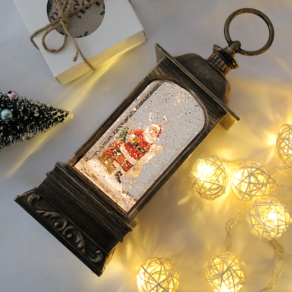 POOM | LED 크리스마스 사각 랜턴 무드등 오르골 워터볼 조명